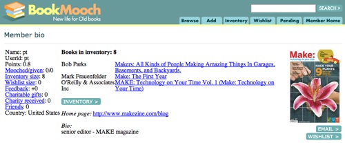 Free book trading and exchange community - BookMooch - Make: