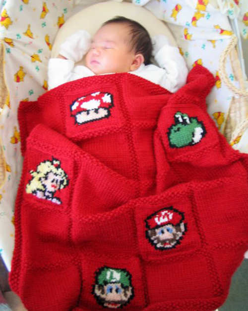 KNit Nintendo baby blanket - Make: