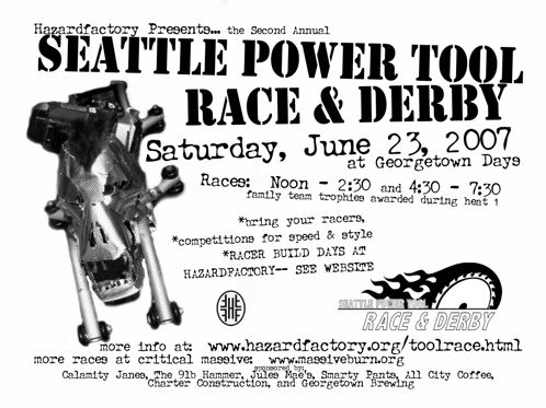Seattle Power Tool Drag Race Workshops at the Hazard Factory. - Make: