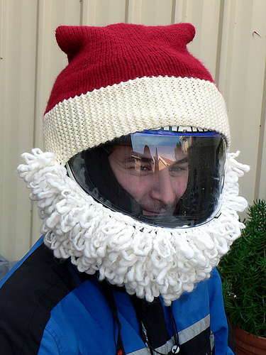 Knitted Santa Motorcycle Helmet - Make: