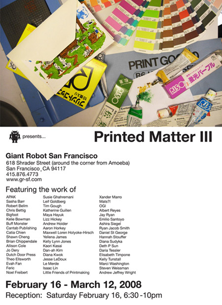 Printed Matter III at Giant Robot in SF, Saturday Feb 16 - Make: