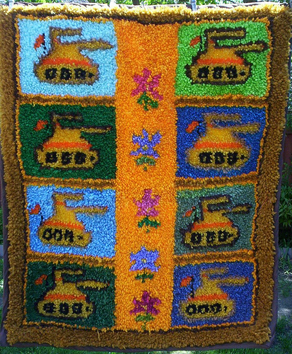 Tank Afghani-Style Latch Hook Rug - Make: