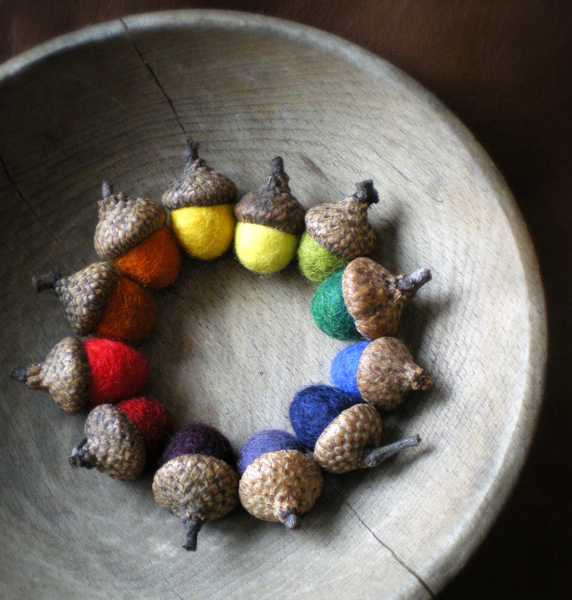 A.M. Eye Candy - Felted Rainbow Acorns - Make: