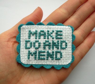 Make Do and Mend Cross Stitch Sampler Brooch - Make: