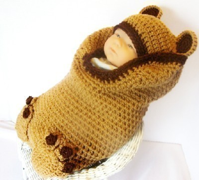 Baby Brown Bear Cocoon and Hat Set Crochet Pattern - Make: