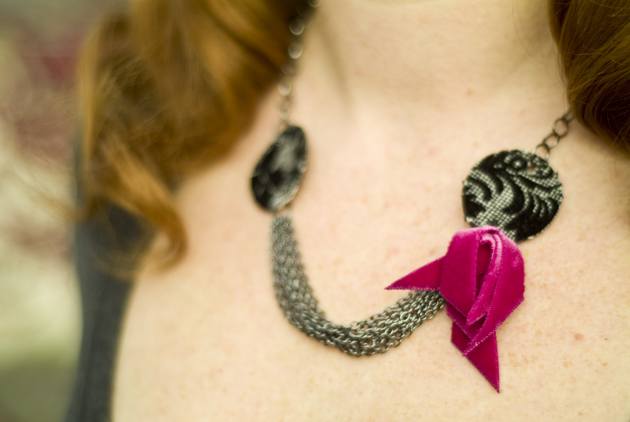 Velvet Charm and Chain Necklace - Make: