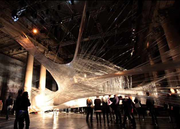 Packing Tape Cobweb Sculpture - Make: