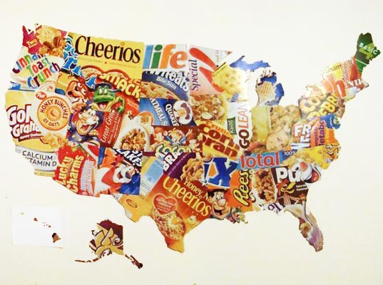 U.S. Map Made From Discarded Cereal Boxes - Make:
