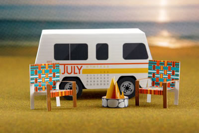 DIY Papercraft Camping Scene Calendar - Make: