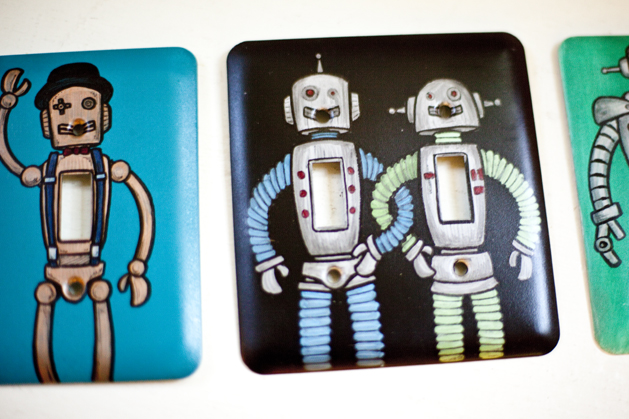 Hand Painted Robot Switch Plates - Make: